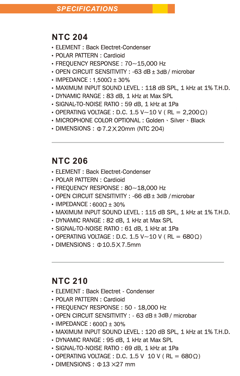 NTC204 NTC206 NTC210 | NEATRON CORP.